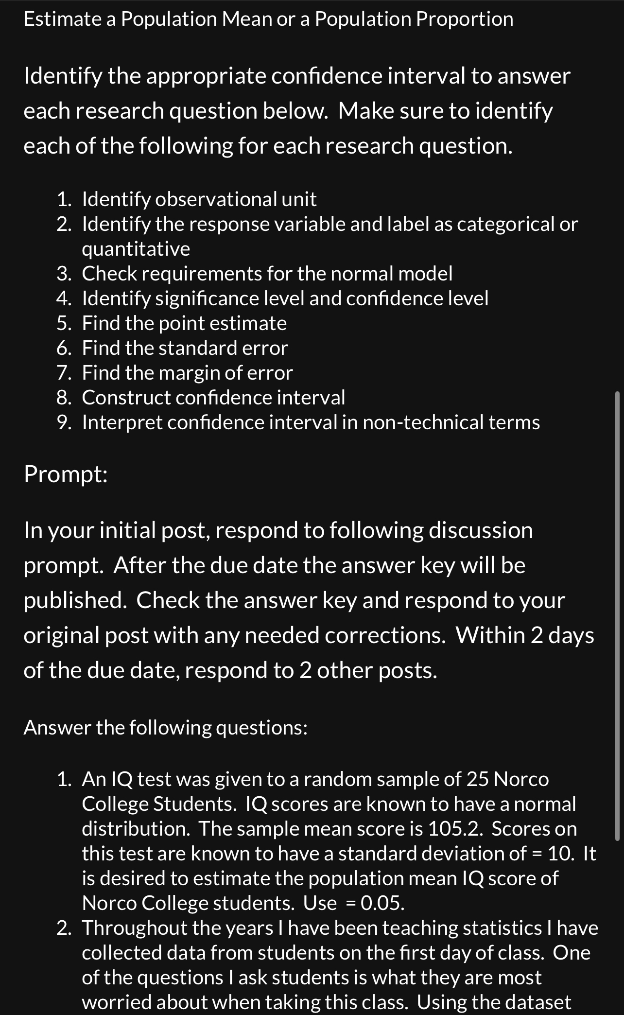 Solved Estimate a Population Mean or a Population | Chegg.com