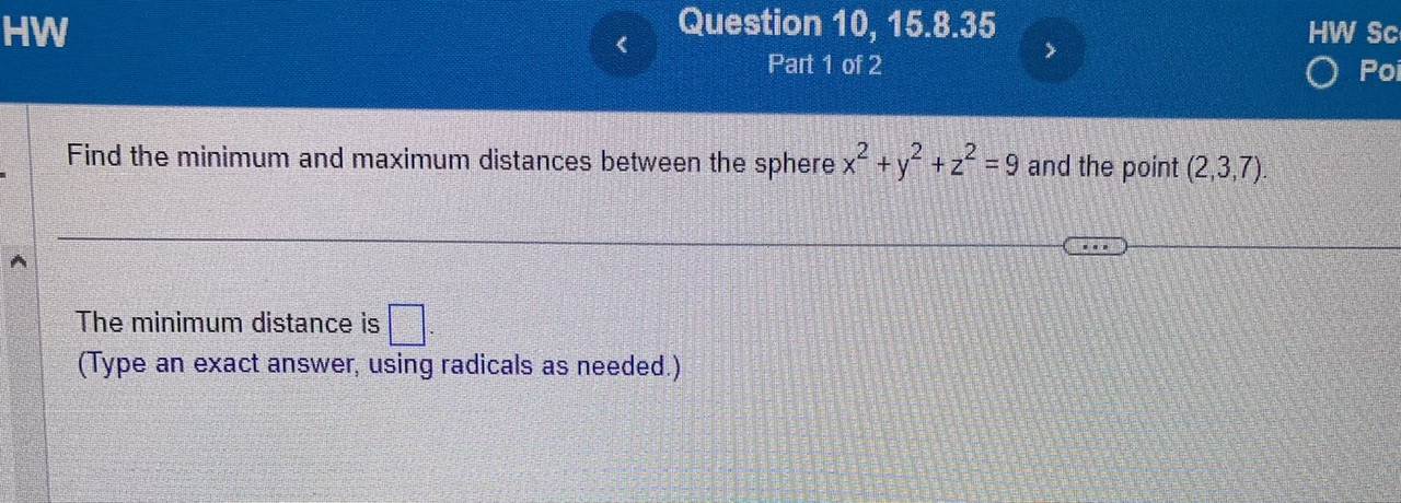 Solved Find the minimum and maximum distances between the | Chegg.com