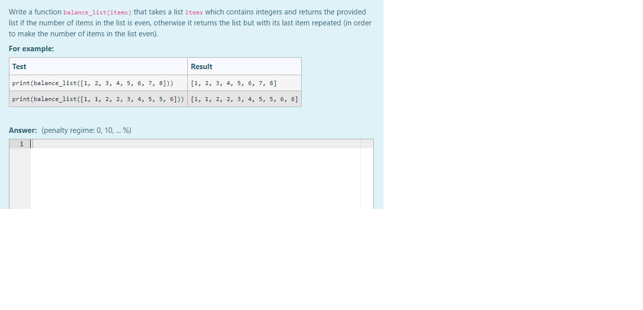 Solved Write a function balance_list(items) that takes a | Chegg.com