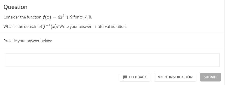 Solved Question Consider the function f(x) = 4x2 + 9 for x