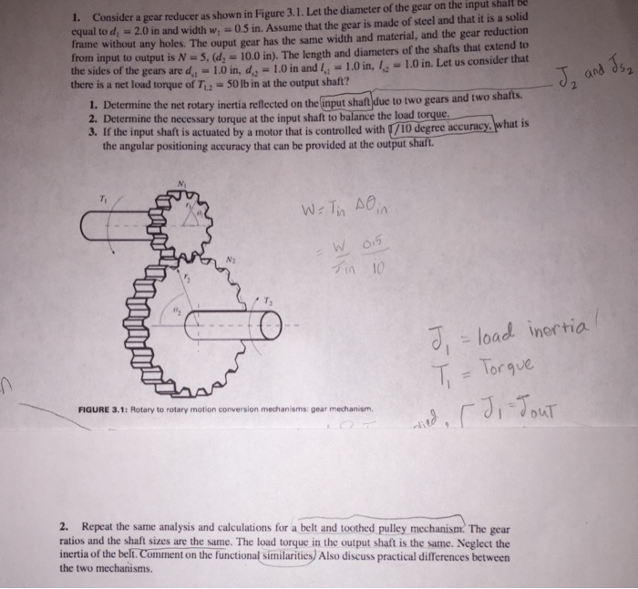 Solved Consider a gear reducer as shown in Figure 3.1 Let | Chegg.com