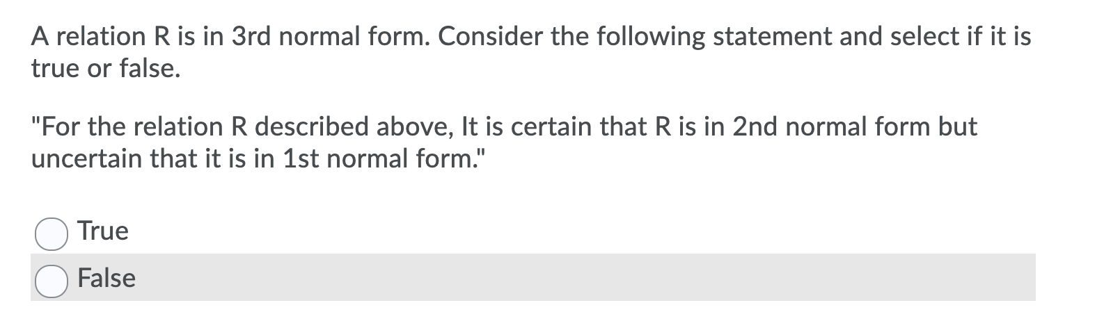 Solved A relation R is in 3rd normal form. Consider the | Chegg.com