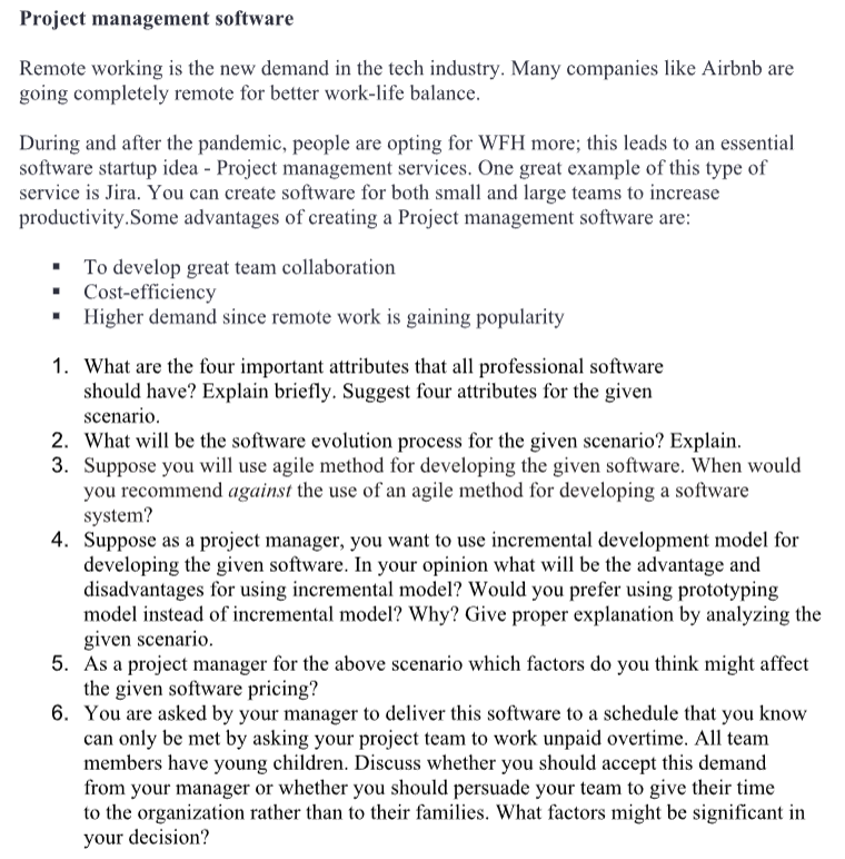 Solved Project management software Remote working is the new | Chegg.com