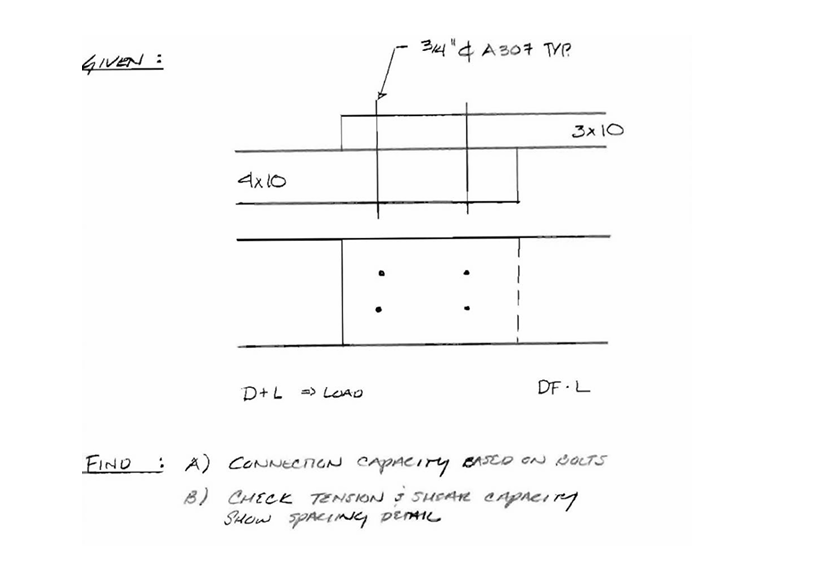 Solved GIVEN:Find:- ﻿A) ﻿Connection capacity and on bolts. | Chegg.com