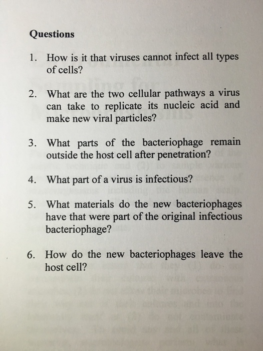 Solved Questions l. How is it that viruses cannot infect all | Chegg.com