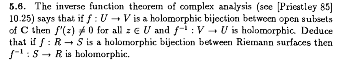 Solved 5.6. The inverse function theorem of complex analysis | Chegg.com