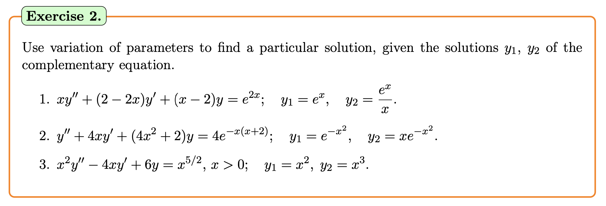 Solved Use variation of parameters to find a particular | Chegg.com