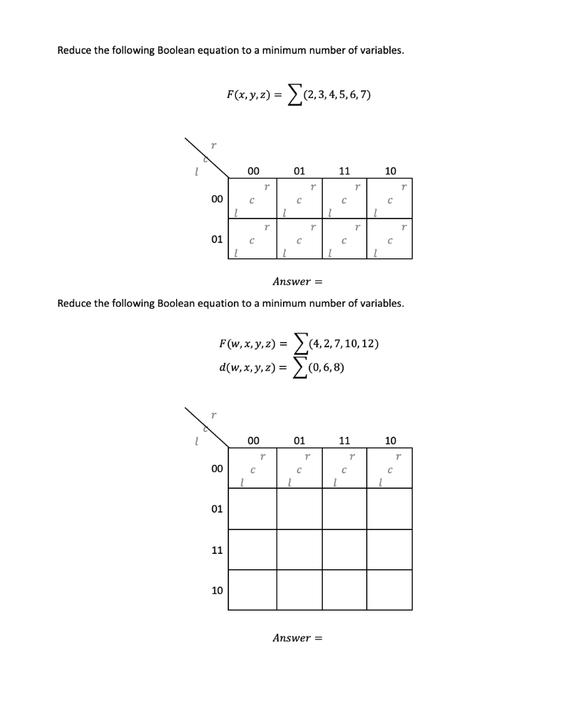 Solved K-Maps and Circuit Minimization Instructions: For | Chegg.com