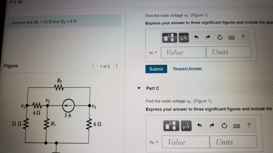 Solved P 2.50 Find the node voltage v2. (Figure 1) Express | Chegg.com