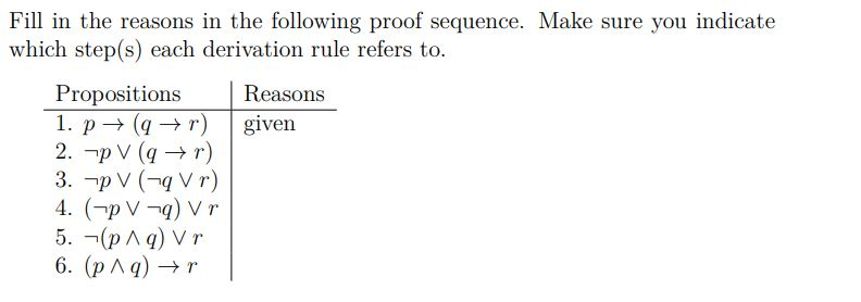 Solved Fill in the reasons in the following proof sequence. | Chegg.com