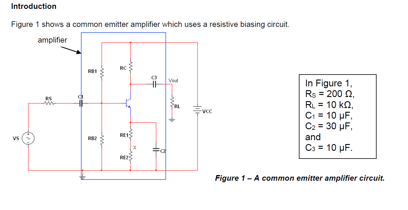 Solved Figure 1 shows a common emitter amplifier which uses | Chegg.com