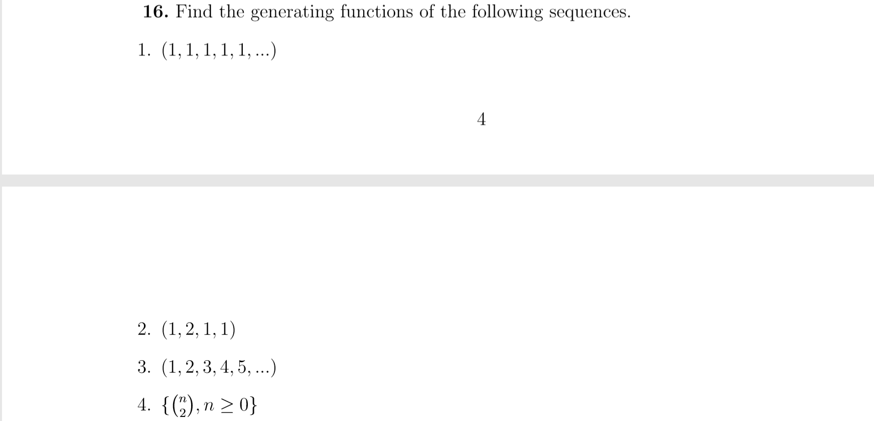 Solved Find the generating functions of the following | Chegg.com