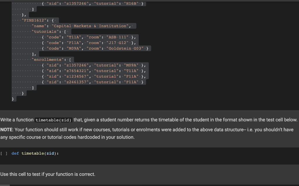 Solved Python question This data structure contains a series | Chegg.com