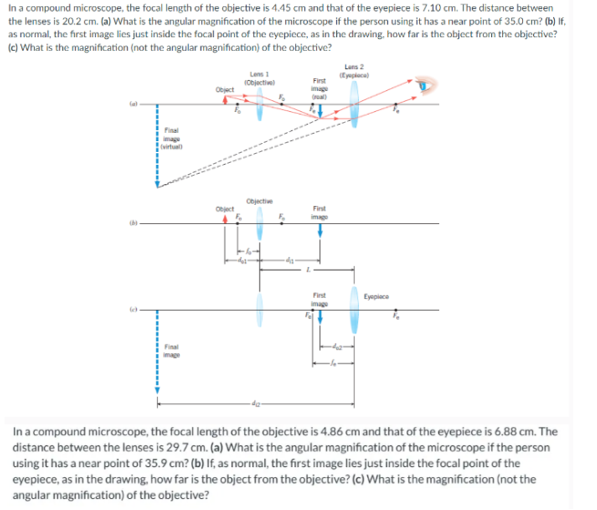 Solved In a compound microscope, the focal length of the | Chegg.com