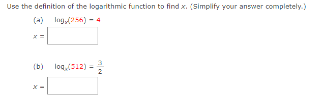 Solved Use the definition of the logarithmic function to | Chegg.com