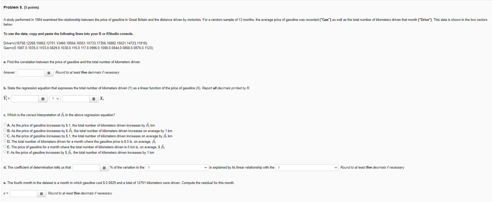 Solved Problem 5.(5 points) A study performed in 1984 | Chegg.com