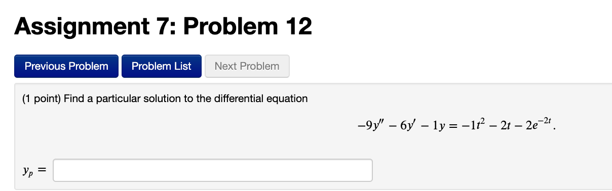 Solved Assignment 7: Problem 12 Previous Problem Problem | Chegg.com