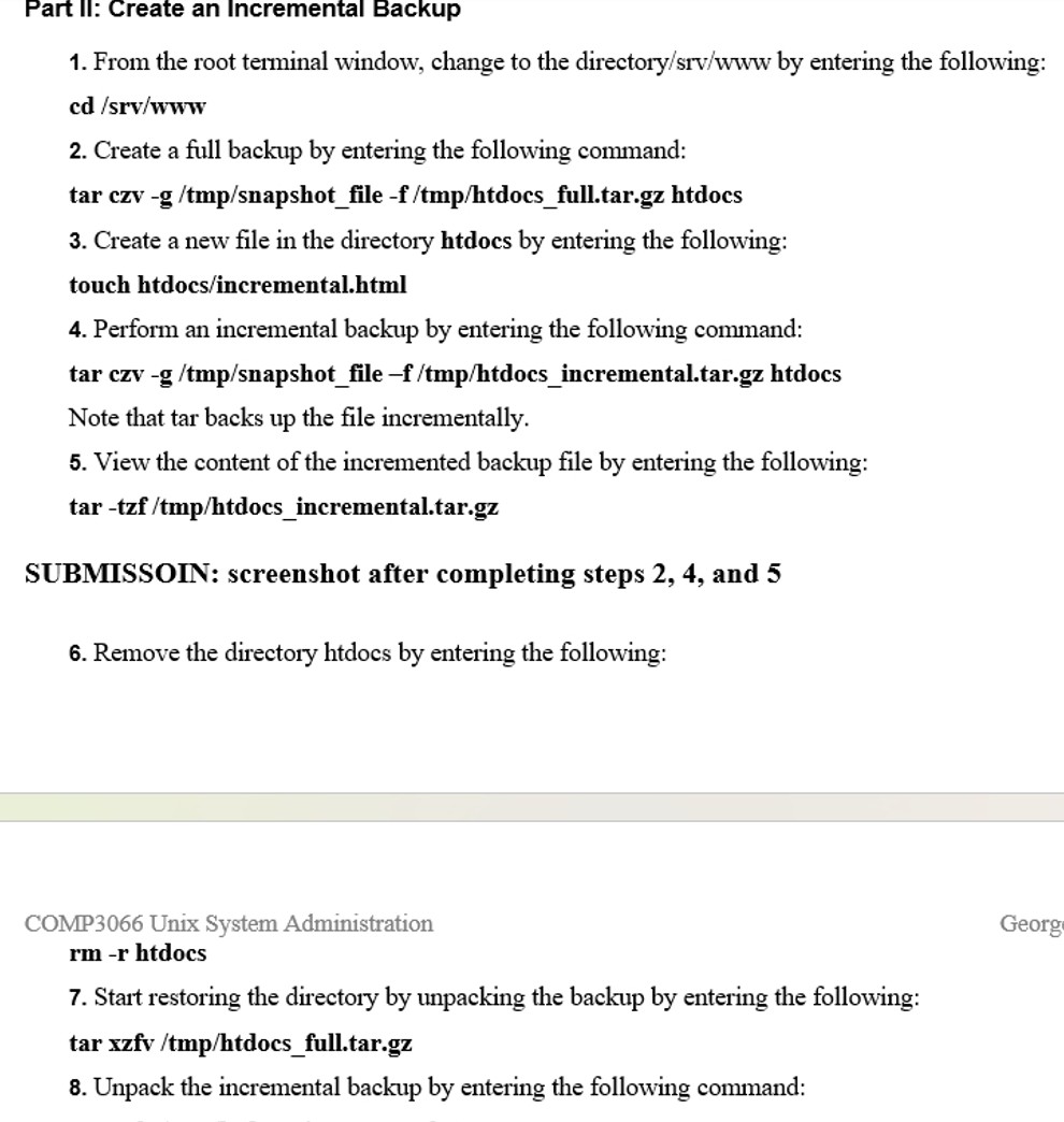 Solved rm -r htdocsStart restoring the directory by | Chegg.com