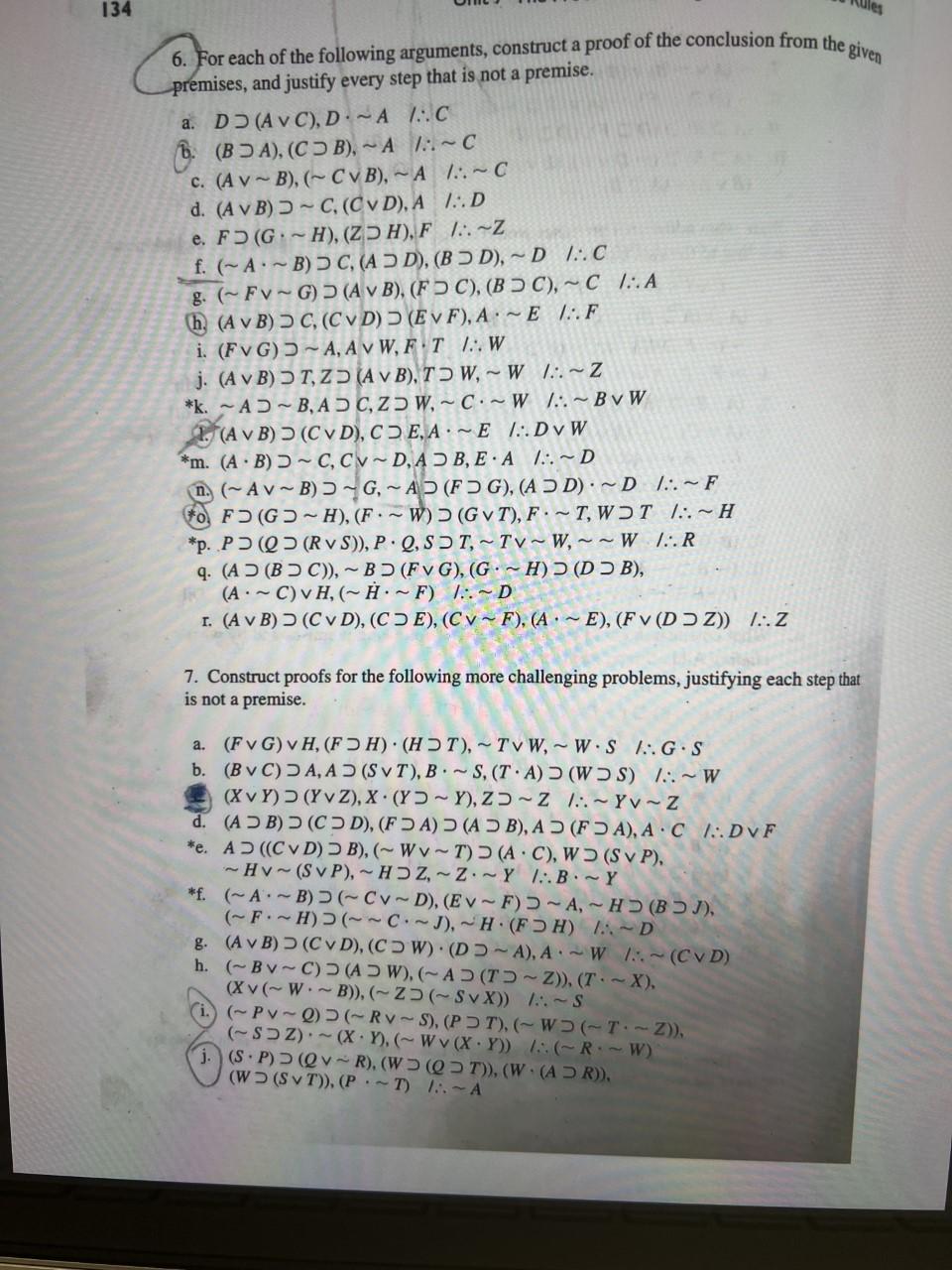 Solved Construct Proofs For Exercise Set 6 Arguments L N 