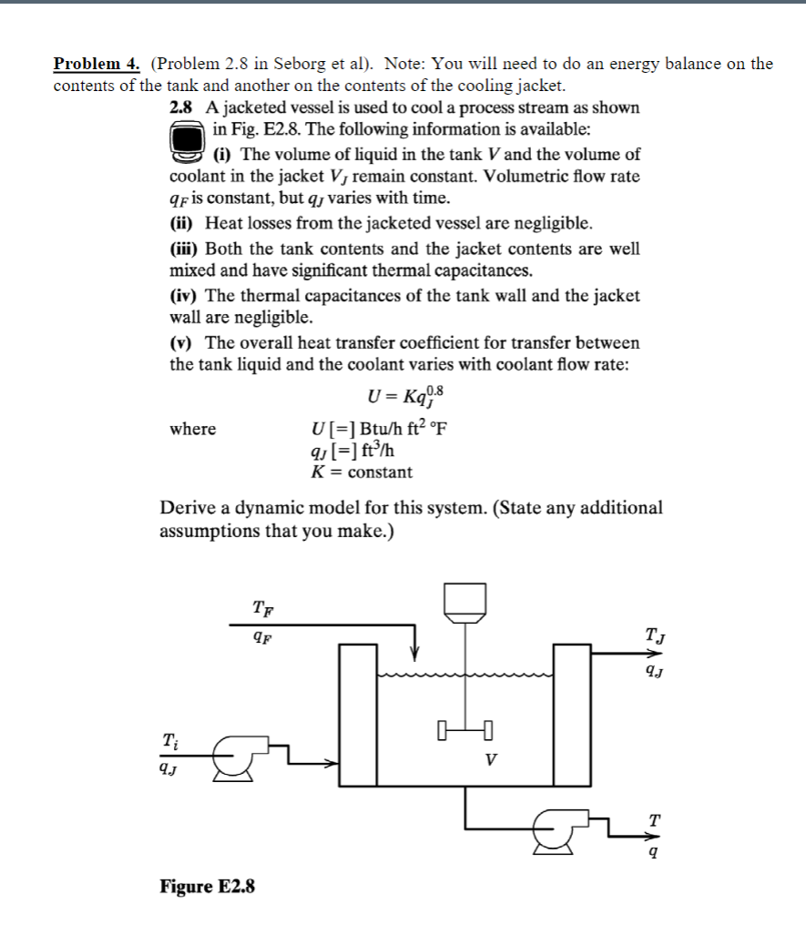 Solved 4. (Problem 2.8 in Seborg et al). Note: You will need | Chegg.com