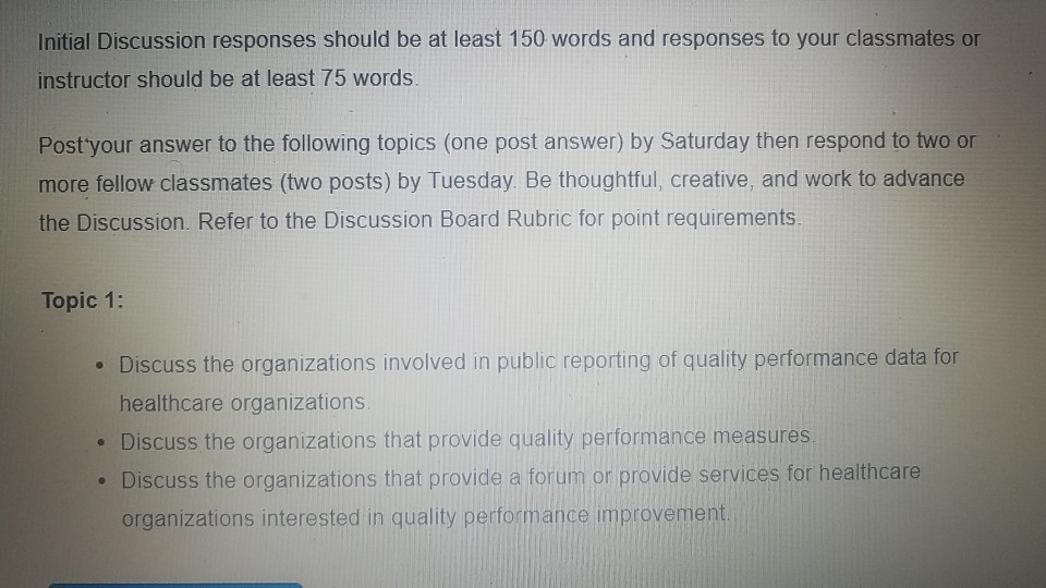 Solved Initial Discussion responses should be at least 150 | Chegg.com