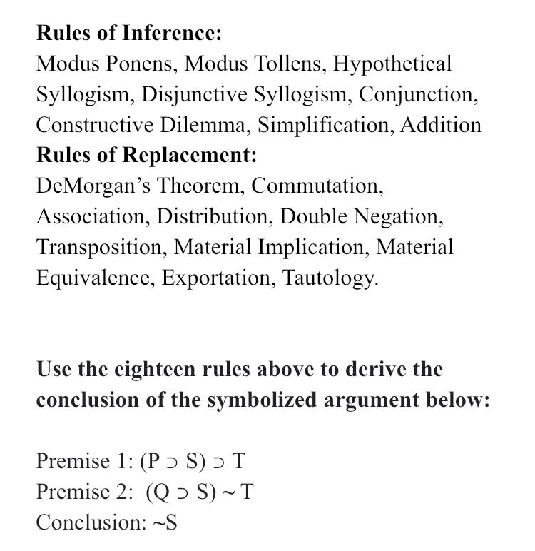Solved Rules of Inference: Modus Ponens, Modus Tollens, | Chegg.com