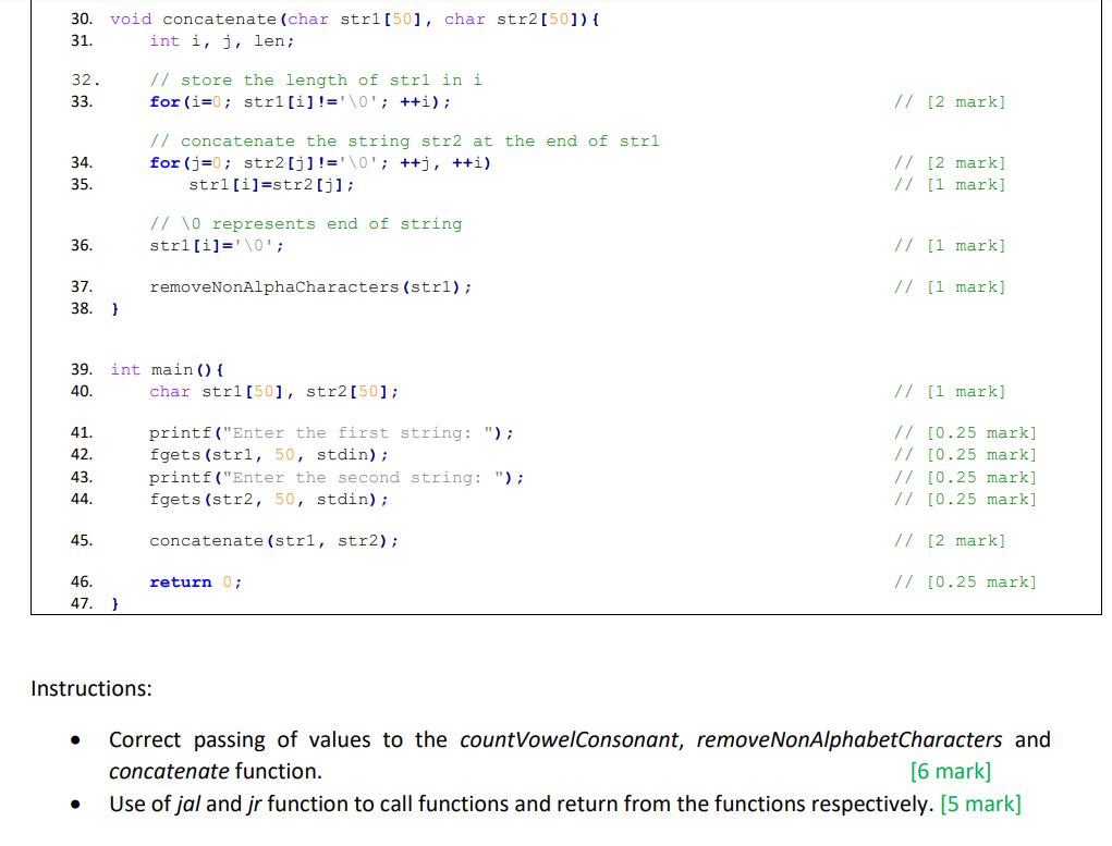 Solved Instructions: - Correct passing of values to the | Chegg.com