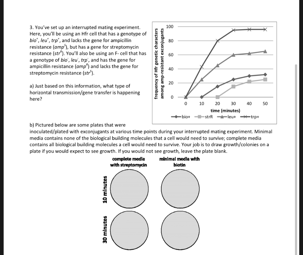 Solved 3. You've set up an interrupted mating experiment. | Chegg.com