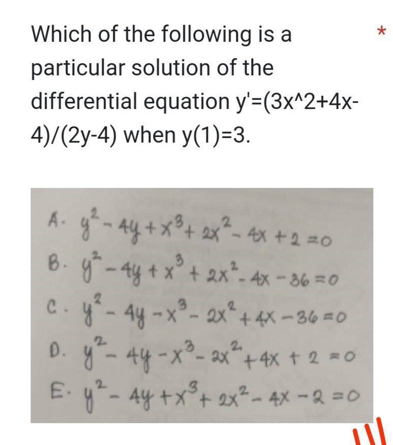 Solved Which of the following is a particular solution of | Chegg.com