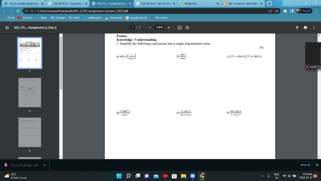 Solved Product Knowledge / Understanding 1. Simplify the | Chegg.com
