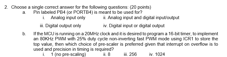 Solved 2. Choose a single correct answer for the following | Chegg.com