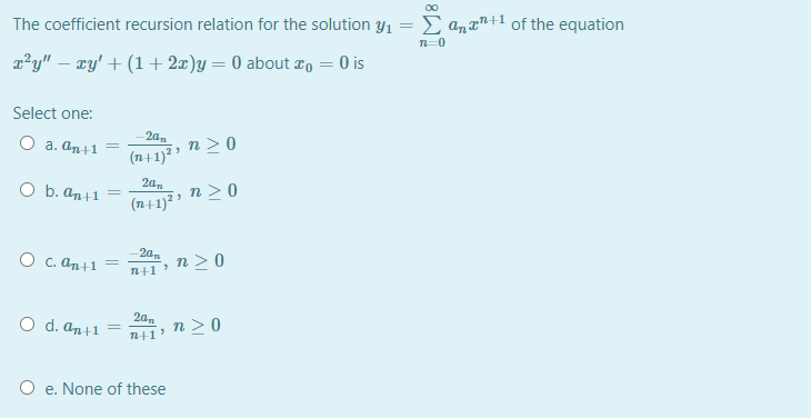 Solved The Coefficient Recursion Relation For The 9758
