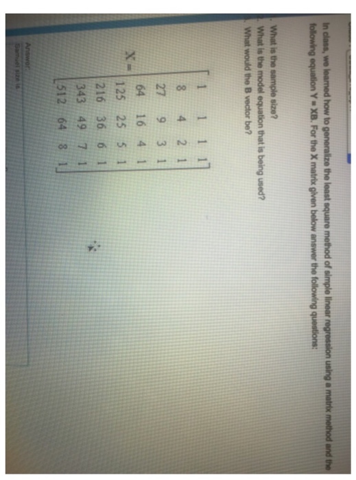 Solved In class, we learned how to generalize the least | Chegg.com
