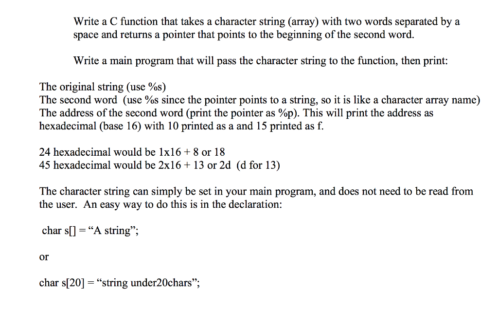 Write a C function that takes a character string | Chegg.com