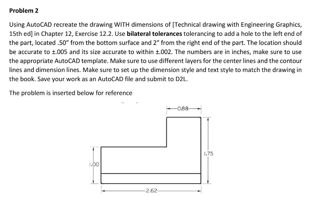 Solved Problem 2 Using AutoCAD recreate the drawing WITH | Chegg.com