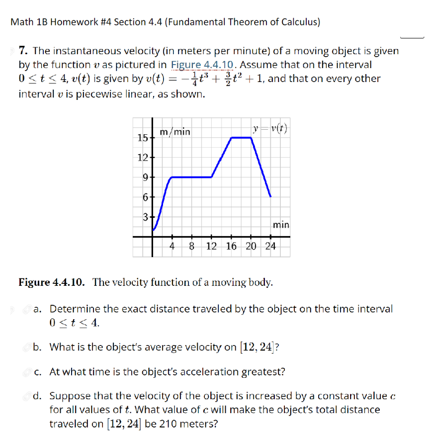 Solved Math 1B Homework \#4 Section 4.4 (Fundamental Theorem | Chegg.com