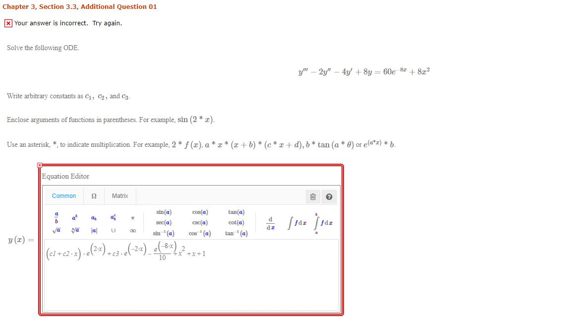Solved Chapter 3, Section 3.3, Additional Question 01 X Your | Chegg.com