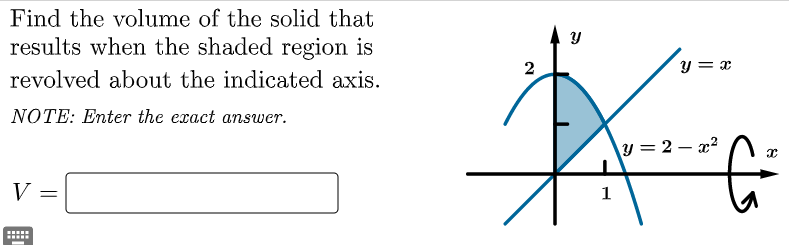 Solved Find the volume of the solid that results when the | Chegg.com