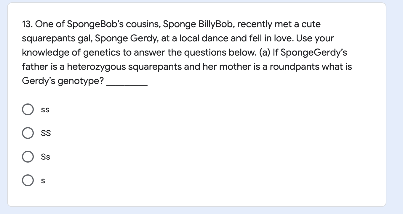 Solved 13. One of SpongeBob's cousins, Sponge BillyBob, | Chegg.com