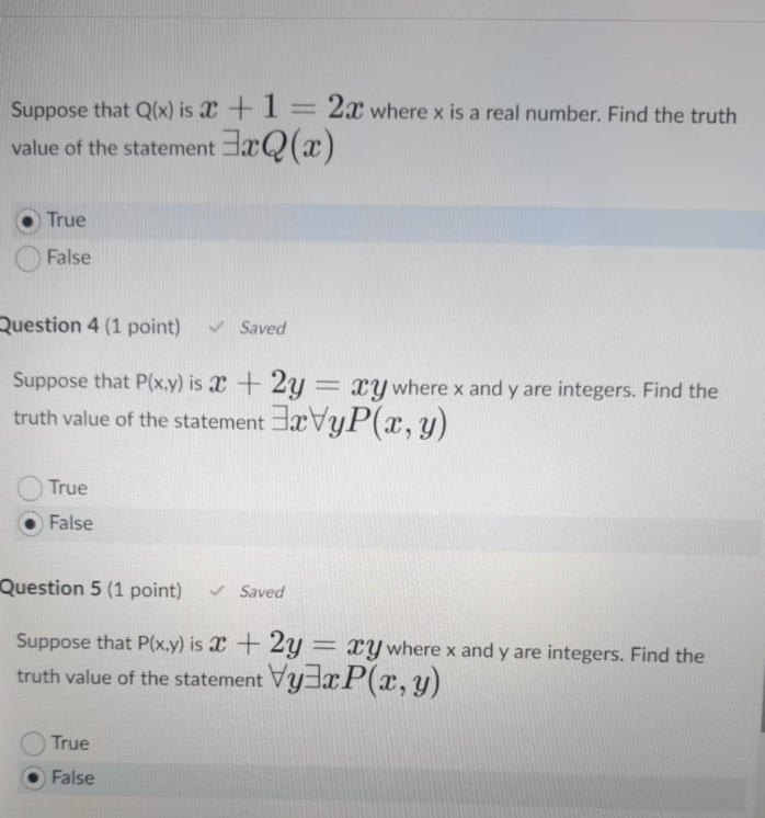 Solved Suppose that Q(x) ﻿is x+1=2x ﻿where x ﻿is a real | Chegg.com