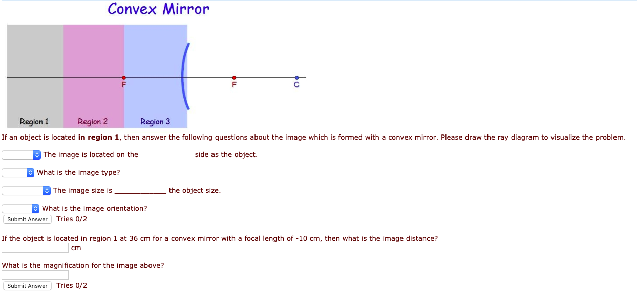 Solved Convex Mirror Region 1 Region 2 Region 3 If an object | Chegg.com