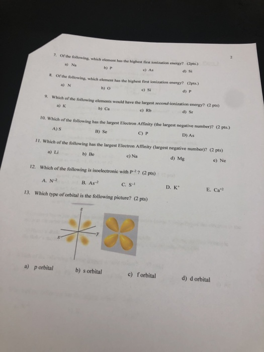 Solved Of the following, which element has the highest first | Chegg.com