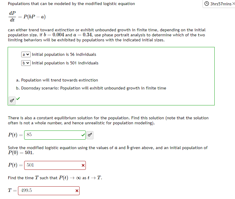 Solved Populations That Can Be Modeled By The Modified