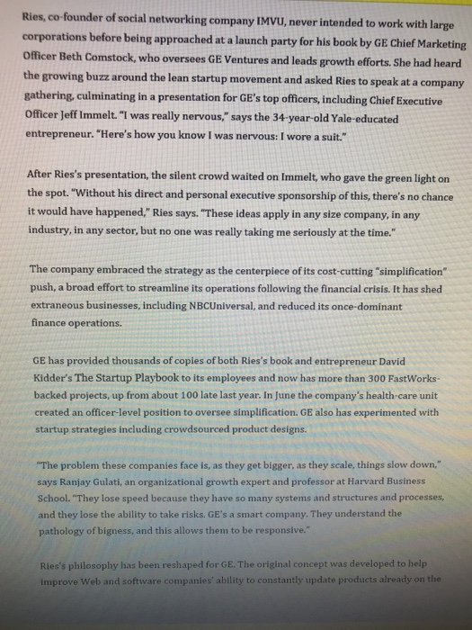 Solved Startup Its FastWorks project aims to roll out | Chegg.com