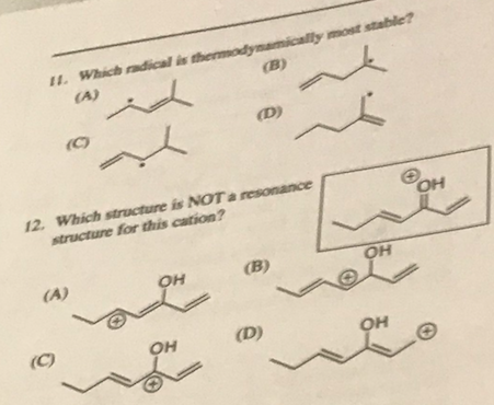 Solved Which radical is thermodynamically most stable? Which | Chegg.com