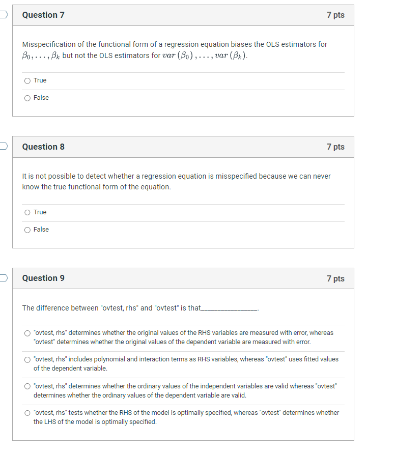 Solved Misspecification of the functional form of a | Chegg.com