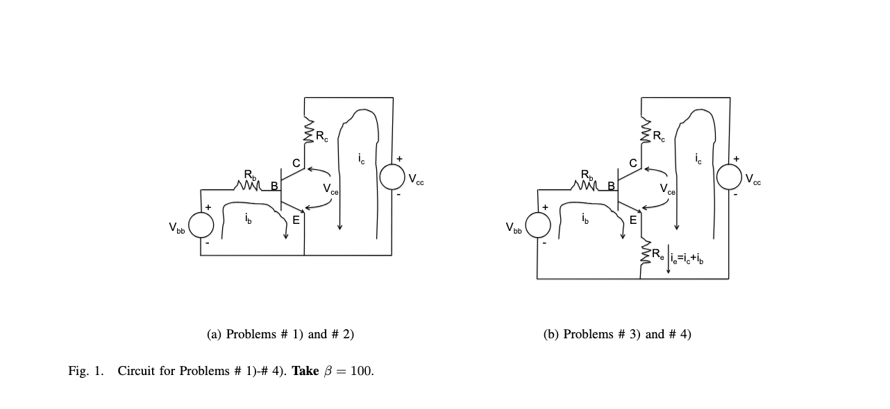Solved 3) Determine the values of ib,ic and VCE for the | Chegg.com
