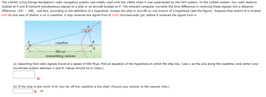 Solved The LORAN (LOng RAnge Navigation)aio navigation | Chegg.com