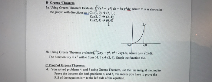 Solved B- Greens 'Theorenm 3a. Using Greens Theorem | Chegg.com