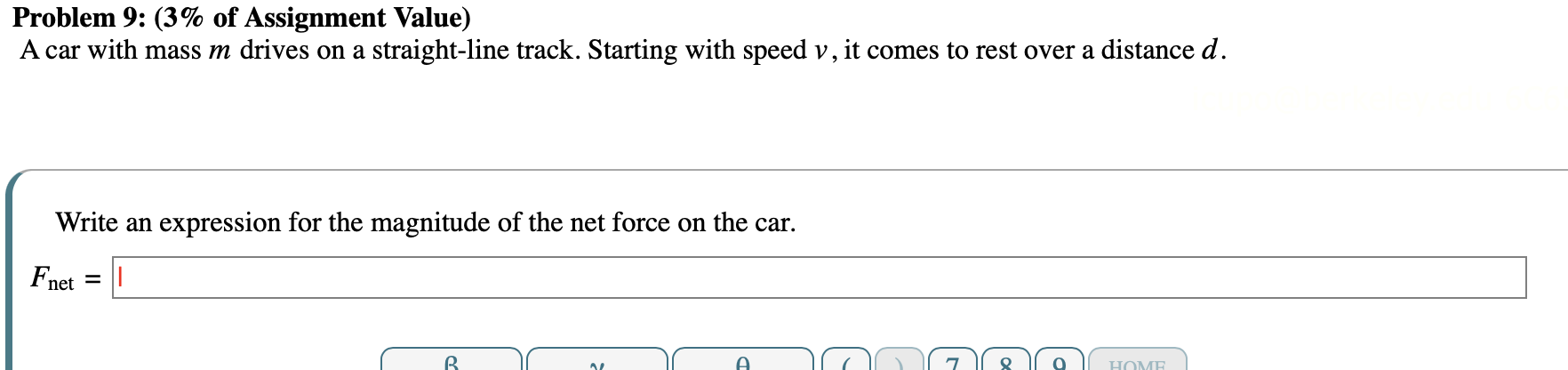 Solved Problem 9: (3% ﻿of Assignment Value)A car with mass m | Chegg.com